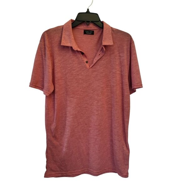 Zara | Shirts | Zara Man Heathered Red Lightweight Polo Shirt L | Poshmark